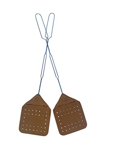 Pack of Two Amish Valley Products Leather Fly Swatter Brown Holmes County Handcrafted Wire Handle