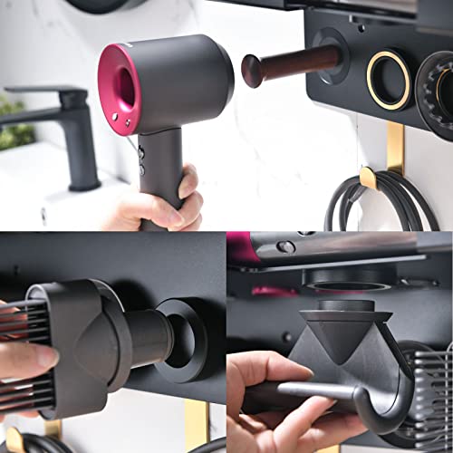 simpletome 2 in 1 Wall Mount Holder for Dyson Airwrap Styler Supersonic Hair Dryer Storage Dyson Attachments and Accessories with Cable Organizer