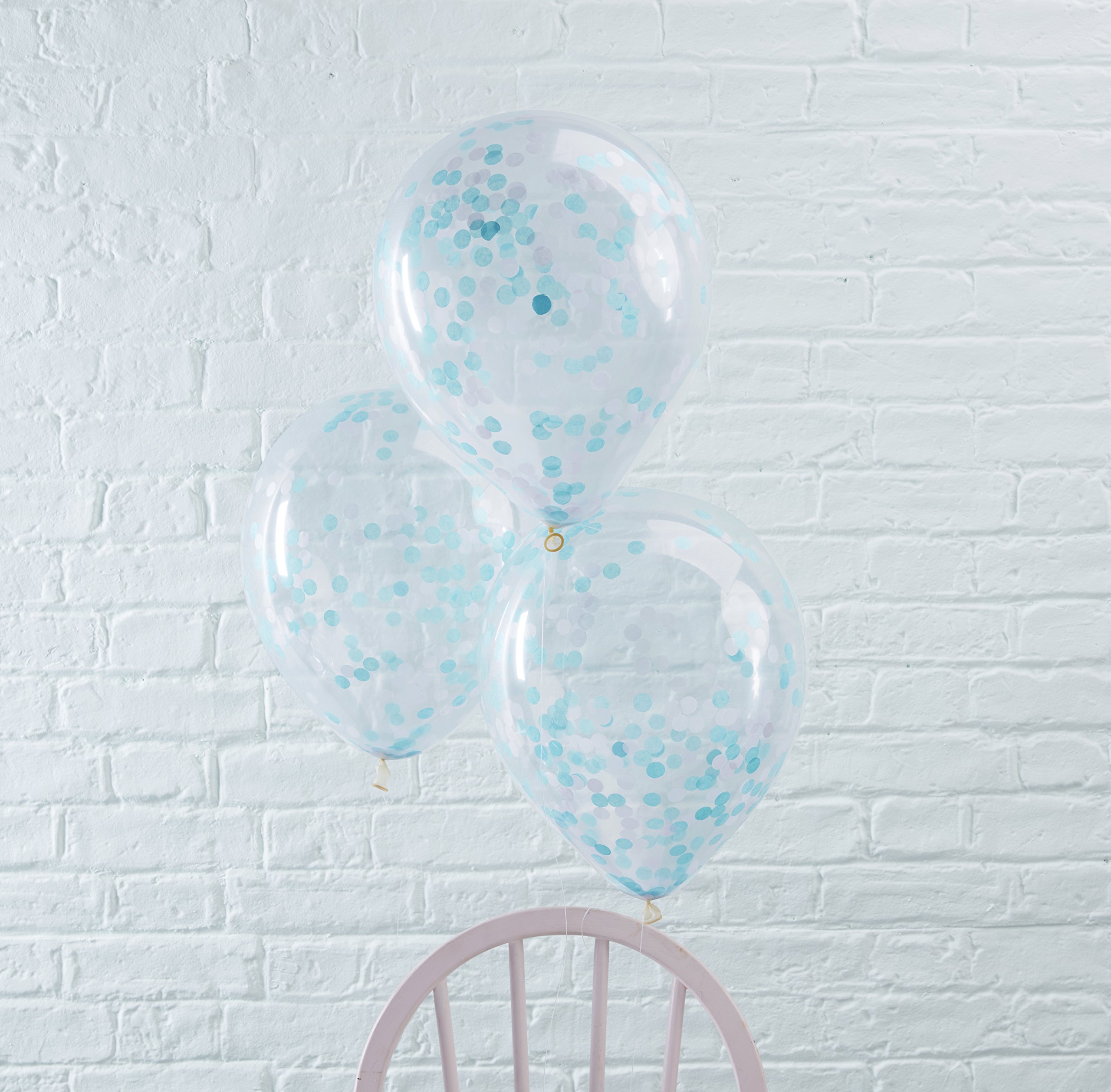 Ginger Ray Blue Confetti Filled Clear Party Balloons X 5 Party Decorations- Pick And Mix