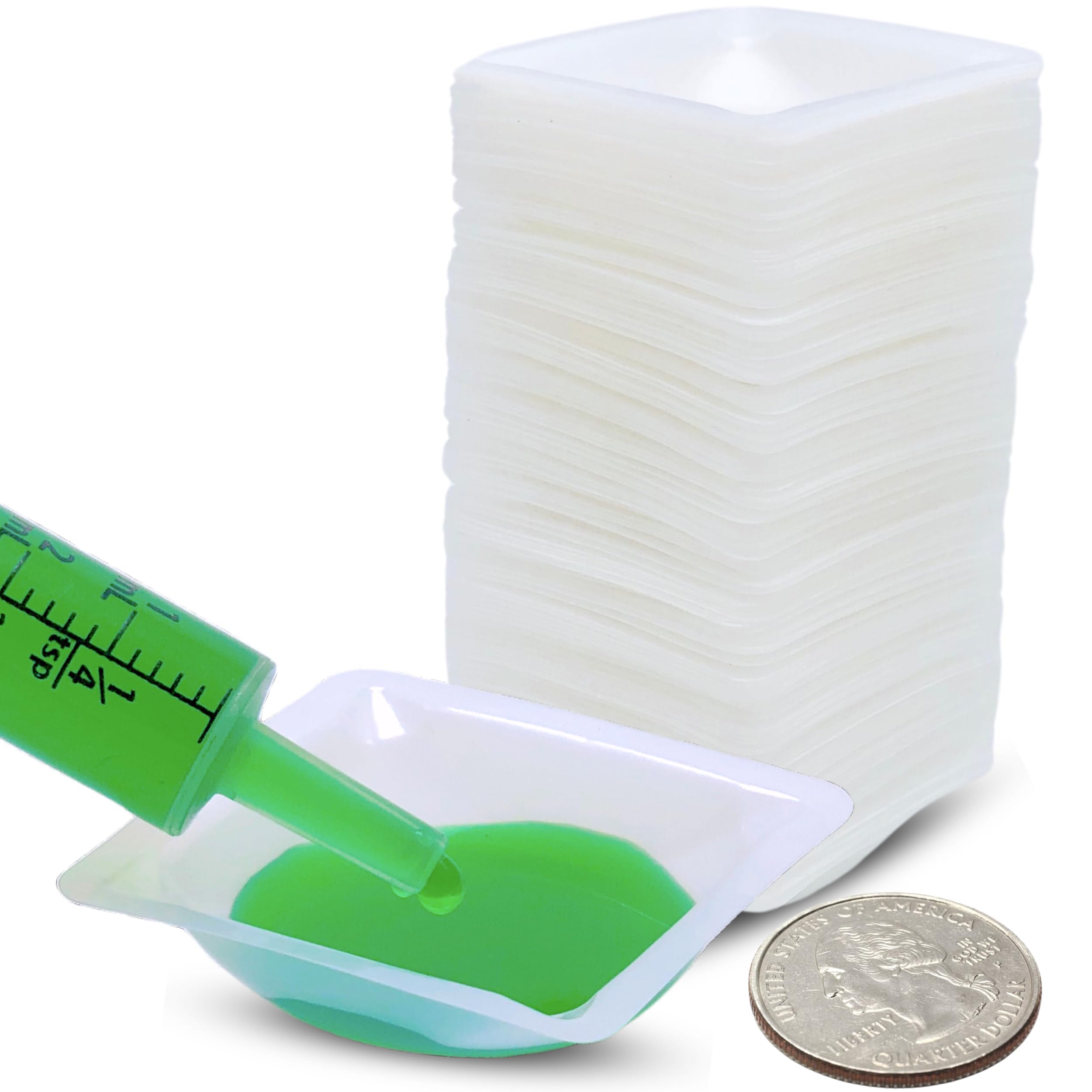 Weigh Boats Small - 125 Pack 7ml Plastic Disposable Trays for Scale, Square Weighing Dishes for Powder Weight, Crafts, Food Samples - Mini Pour Boat Tray, Anti-Static Lab Dish Container