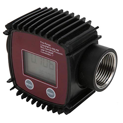 Liquid Water Flowmeter,K25 1in Female Thread Digital Display Flowmeter,High Flow Sensor 10-120L/MIN 0-999999(Red)