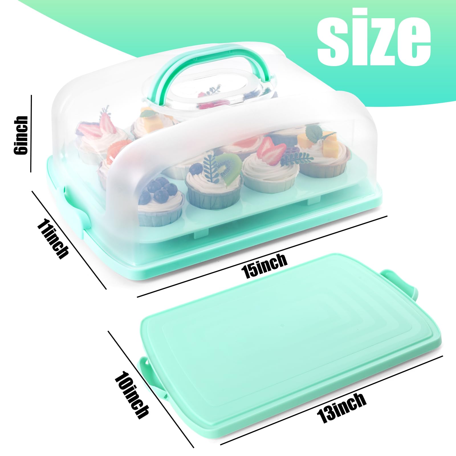 VGOODALL Cake Carrier with Lid, White Square Cake Holder Cupcake Container for 12 Cupcakes 2 in 1 Portable Dessert Container for Cake Pie Muffin Cobbler