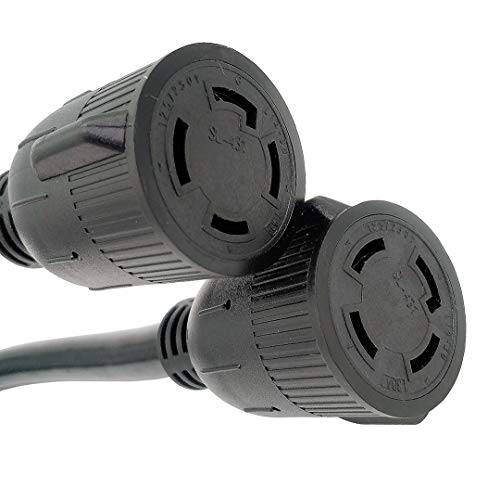 Parkworld 60462 Generator 30 amp Splitter L14-30P Male to (2) L14-30R Female, Locking 4-Prong 30 AMP Y Adapter Cord