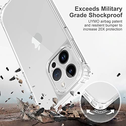 UYMO Crossbody Case for iPhone 14 Pro 6.1", Crossbody Cover with Neck Cord Strap,Transparent Clear PC TPU Lanyard Case with 2 Tempered Glass Screen Protector & 1 Camera Lens Protector,Rainbow