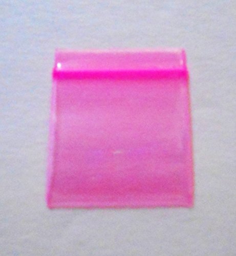 Small Poly Zipper Bags (1"x1") Colorful Micro Pouches, Mini Plastic Baggies, Thick Durable 2mil, Designer Rave Party Pouches (1010) Tiny Ziplock Dime Bag (200, Pink)