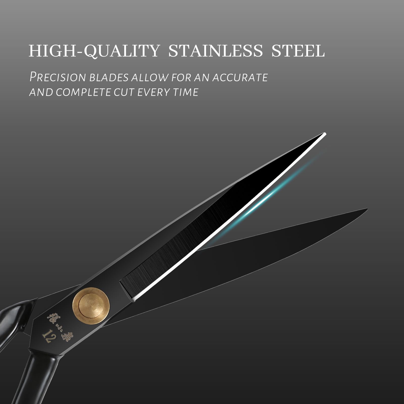 ZHANG XIAO QUAN SINCE 1628 Fabric Scissors 12 Inch Black Office Scissors, Professional Ergonomic Comfort Grip Scissors, Leather Sewing Shears for Fabric Sewing DIY Cutting Home School Craft