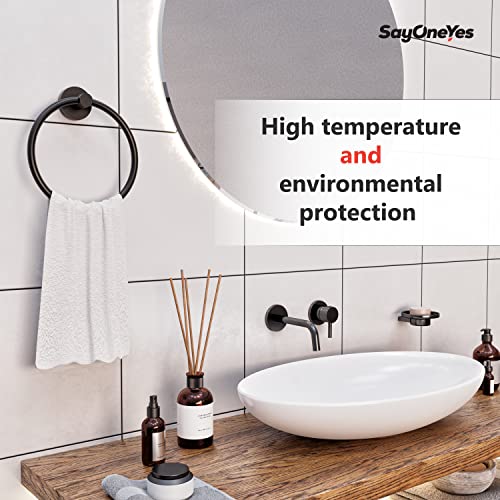 Sayoneyes Matte Black Towel Ring - Premium Quality SUS304 Stainless Steel Rust Proof Hand Towel Holder β Heavy Duty Round Towel Holder for Bathroom Wall Mounted
