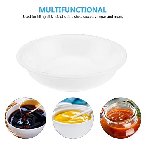 Tofficu 10pcs Sauce Dishes Round Seasoning Dishes Plastic Sushi Dipping Bowl Saucers Bowl Mini Appetizer Plates(2.8×2.8×0.9in)