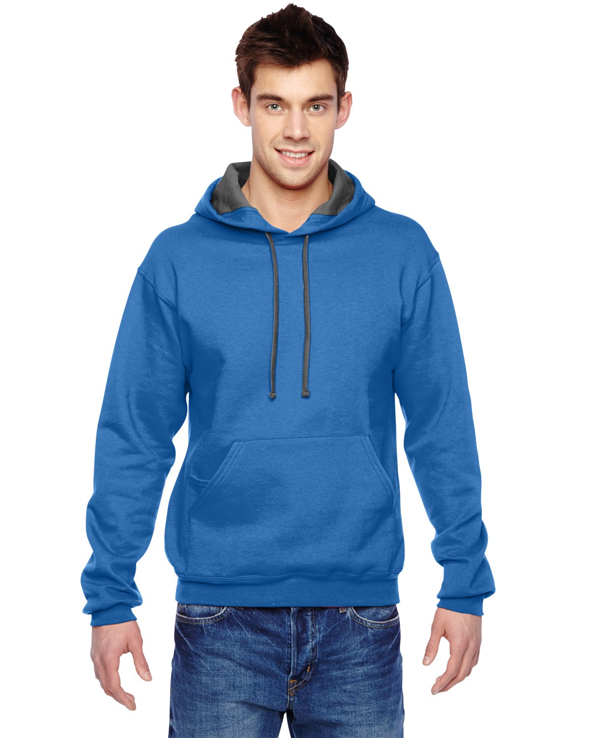 Fruit of the Loom Men's Hooded Sweatshirt,Royal,Large