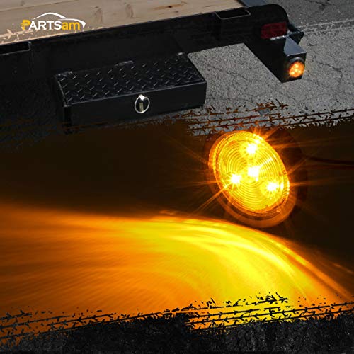 Partsam 10Pack(5 Amber + 5 Red) 2" Led Round Trailer Side Marker Light Grommet Flush Mount 4LED, Sealed 2 inch Round Clearance Lights with Reflex Lens for Truck RV Camper, IP67 Waterproof, 12V
