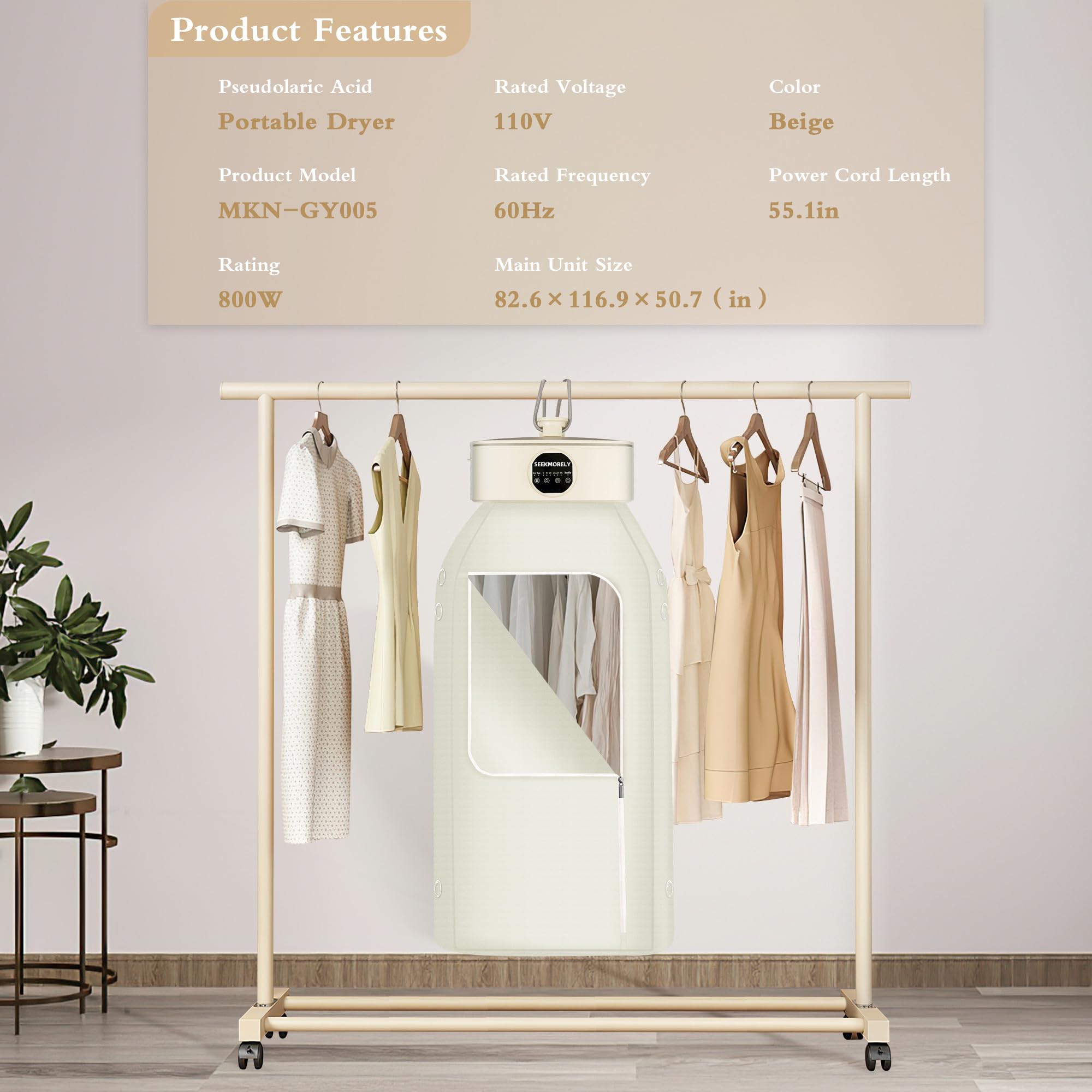 Upgraded Portable Clothes Dryer - Heater 2-in-1, 15 Min Quick Drying - With Drying Bag - 130L Large Capacity - Timer - Foldable, Fast Drying and Everyday Clothing 