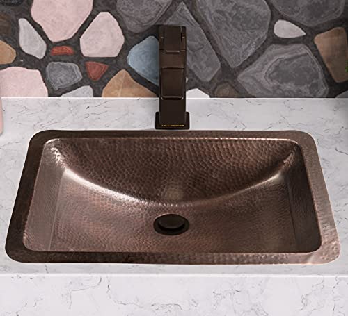 Monarch Abode 17095 Hand Hammered Venetian Dual Mount Bathroom Vanity Sink, 21 Inches, Pure Copper