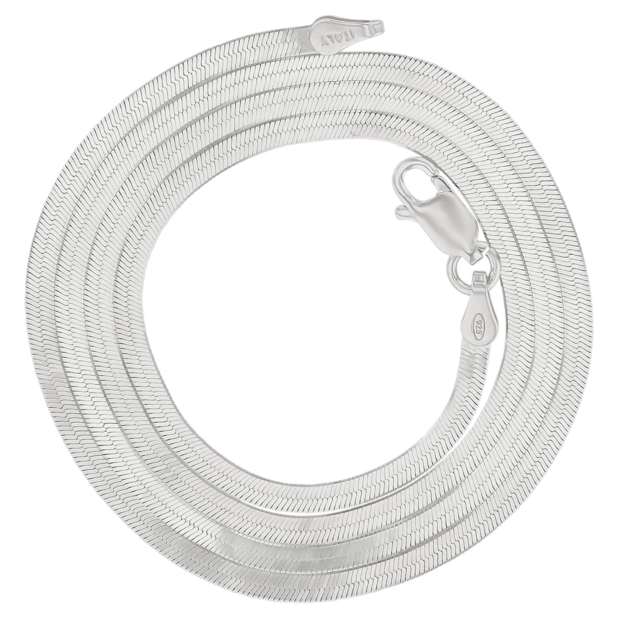 Giorgio Bergamo 925 Sterling Silver 11.5mm Herringbone Chain, ITProLux Flat Imperial Link Necklace, (16)