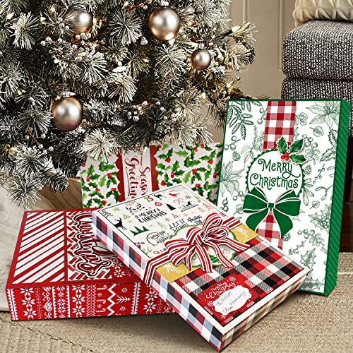 Party Funny 12Christmas Gift Wrap Boxes Bulk with Lids, 12 Tissue paper and 80 Count Foil Christmas Tag Stickers for Wrapping Large Clothes (Shirts,Tshirt) and Xmas Holiday Present