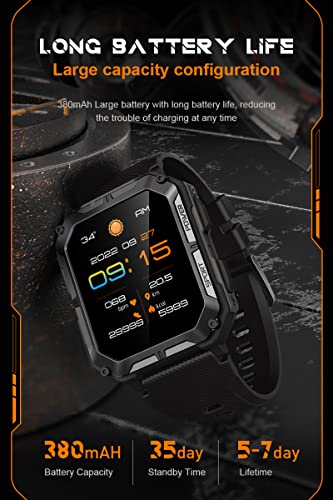 Loluka Military Smart Watch for Men Answer/Make Calls Heart Rate Sleep Tracker 1.83" Touch Screen Mens Smartwatch for Android iOS Phones Tactical Pedometer Fitness Watch
