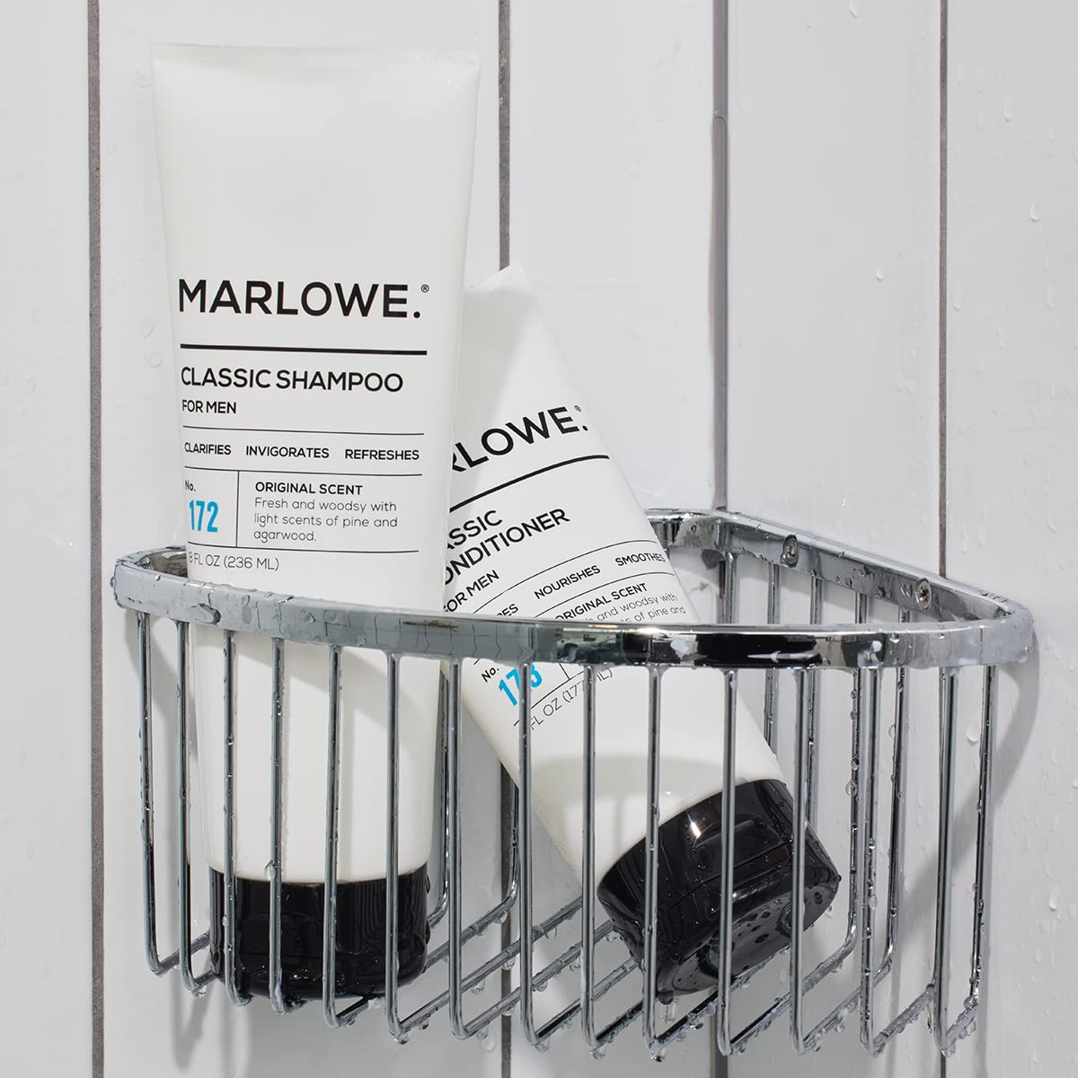 MARLOWE. Men's Shampoo and Conditioner Set, No. 172 Shampoo 8 oz & No. 173 Conditioner 6 oz, Moisturizing Argan & Coconut, Fresh Woodsy Scent, All Hair Types