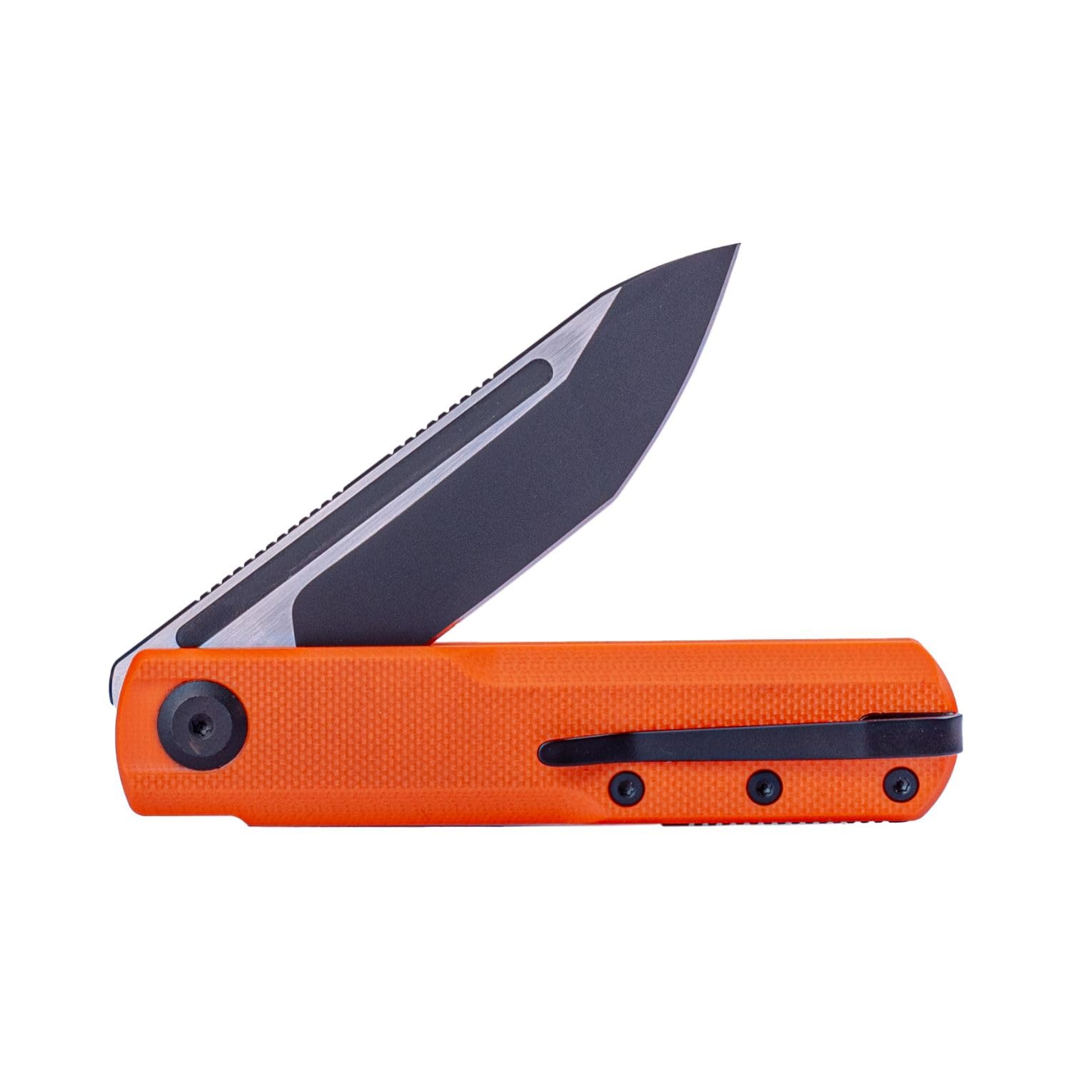 Real Steel Knives G-Tanto Slipjoint Folding Knife 2.64" Nitro-V Black Two-Tone Finish Tanto Blade-Orange G10 Handle, Designed by Ostap Hel, Perfect for Camping, Hiking, Daily Cutting Tasks
