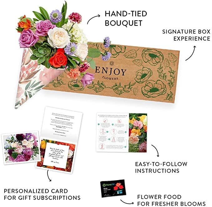 Gift 3 Months of Fresh Flower Bouquets. 20-25 SEASONAL Mixed Flower Varieties, Signature Box Each Delivery.
