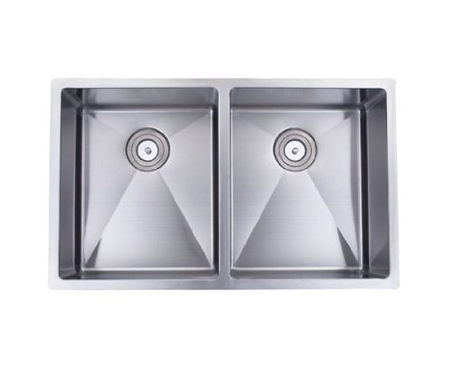 Wells CSU3319-99 Handcrafted Undermount Equal Double Bowl Kitchen Sink, 33" 50/50, Brushed Matte