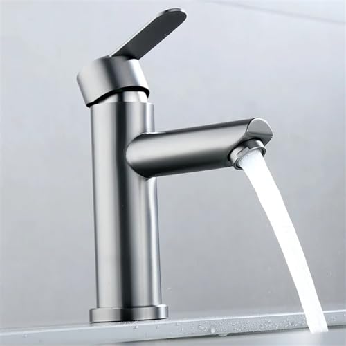 QAXIOQCS Kitchen Faucet Stainless Steel Hot and Cold Water Tap Washbasin Basin Faucets Bathroom Bathtub Accessories Set Sink Bath Mixer(Color:Gray)