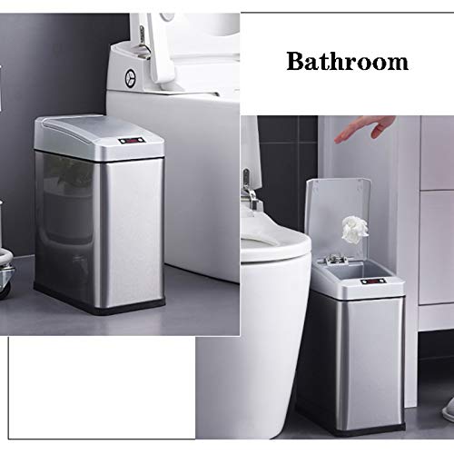 Slim Smart Trash Can Simple Induction Trash Can Household Trash Bin with Lid Smart Living Room Kitchen Large Capacity Trash Can (Silver/Gold) Bathroom Trash Can (Capacity : 22L, Color : Gold)