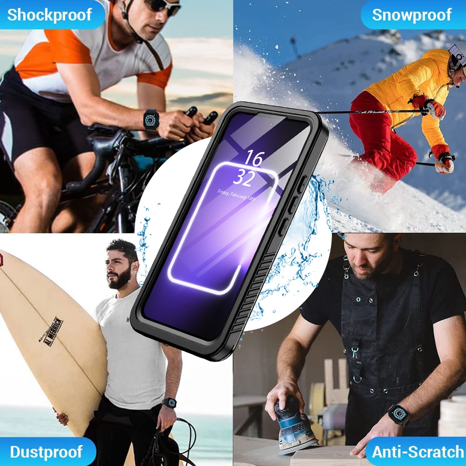 Oterkin for Samsung Galaxy A54 5G Case Waterproof, Samsung A54 5G Case with Built-in Screen Protector Galaxy A54 5G Case [360°Full Body Protection][12FT Military Grade]Rugged A54 5G Phone Case (Black)