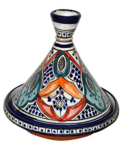Moroccan Handmade Serving Tagine Ceramic With Vivid colors Original 8 inches Across Raibow