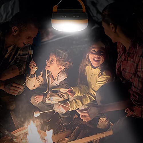 QWK Camping Lights Portable Lamp Outdoor Camping Light Lanterna Flashlight Hiking Night Lights Torch Light 5 Mode Magnet Hook Reading Lamps Tent Lamp
