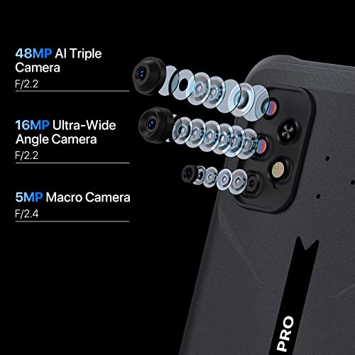 UMIDIGI Rugged Unlocked Cell Phones, Bison 2 PRO 8G+256GB, Rugged Smartphone with IP68 & IP69K, 6150mAh Mobile Phone, Android 12, NFC, 6.5" FHD, 48MP AI Triple Camera, Dual 4G, 18W, Type-C, GPS