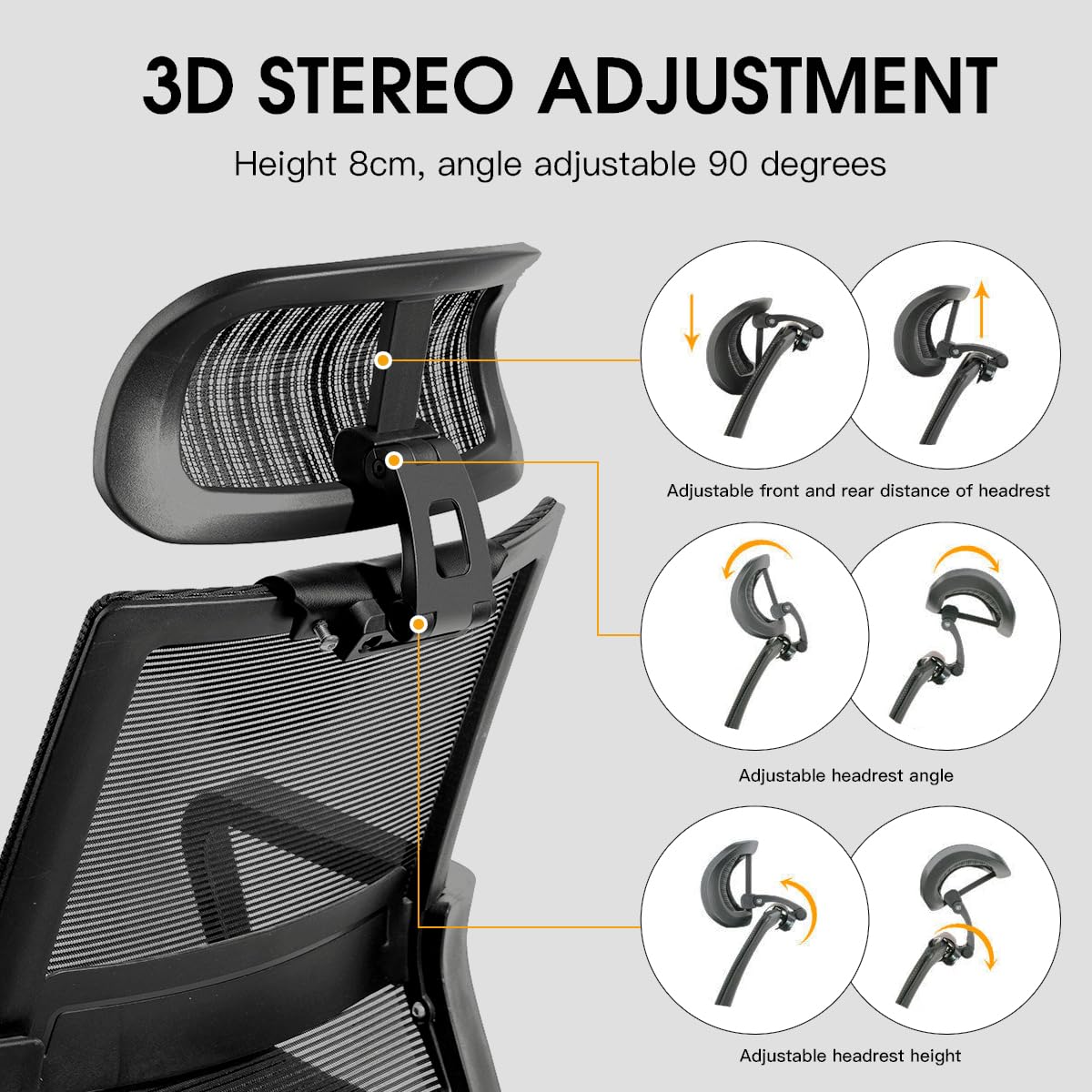 The Office Chair headrest Attachment, can Adjust Height, inclination, and Distance Between. The mesh headrest is Suitable for Ergonomic Office Chairs,Please Confirm The Size Before Purchase