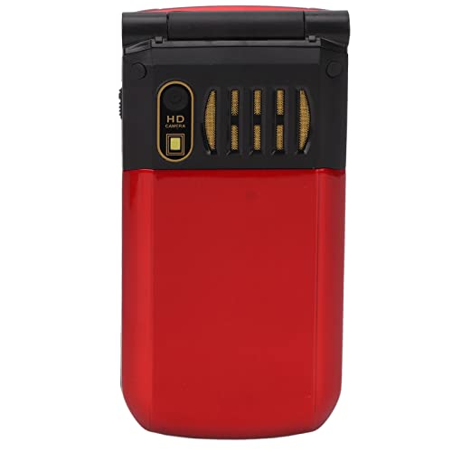 lonuo Cell Phone for Seniors, 100 to 240V 26x18 Dual Magnetic Speakers Wide Screen Unlocked Flip Phone 3D Keys for Daily Use (Red)