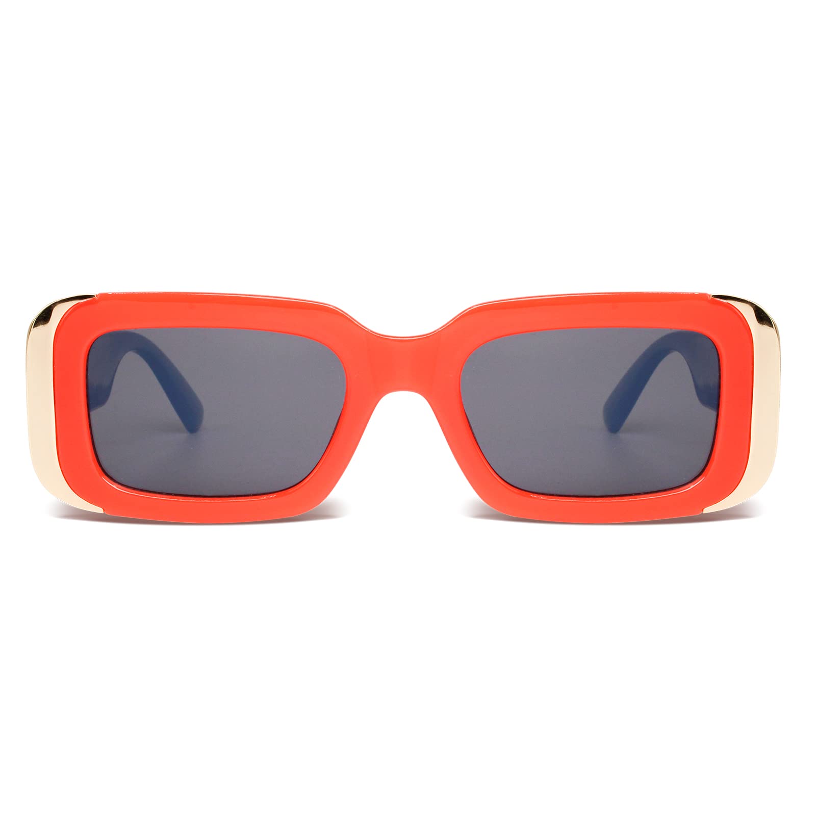 Freckles Mark Rectangle Retro Sunglasses for Men Women Vintage Square Glasses Disco Accessories (Red/Green)
