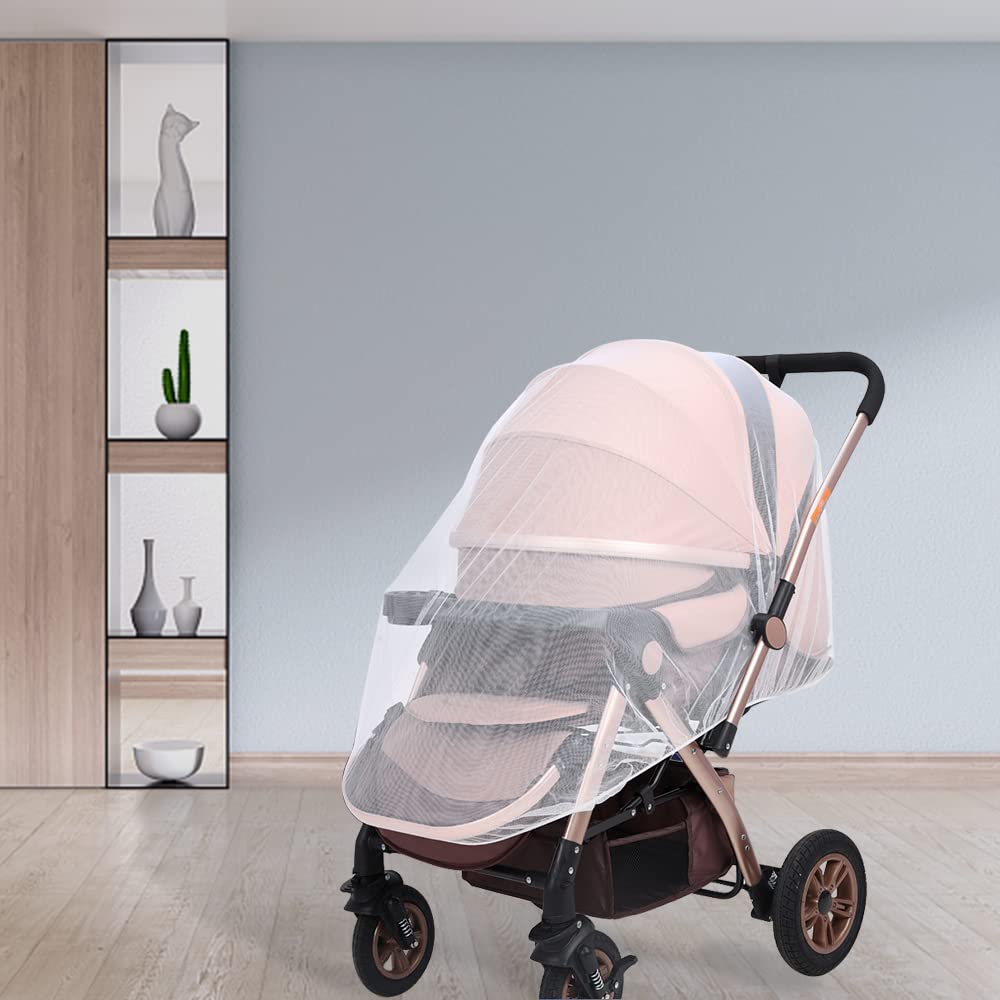 Mosquito Net for Stroller, Car Seat, Bassinet - CXSBABY Baby Stroller Mosquito Net - Bug Netting Mesh Cover for Strollers, Pack N Plays, Cradles, Mini Crib (White)