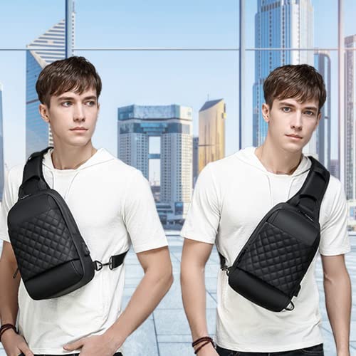 Sling Bag for Men Chest Bag Shoulder Backpack Daypack Crossbody Sling Backpack with USB Cable for Hiking Camping Outdoor Trip