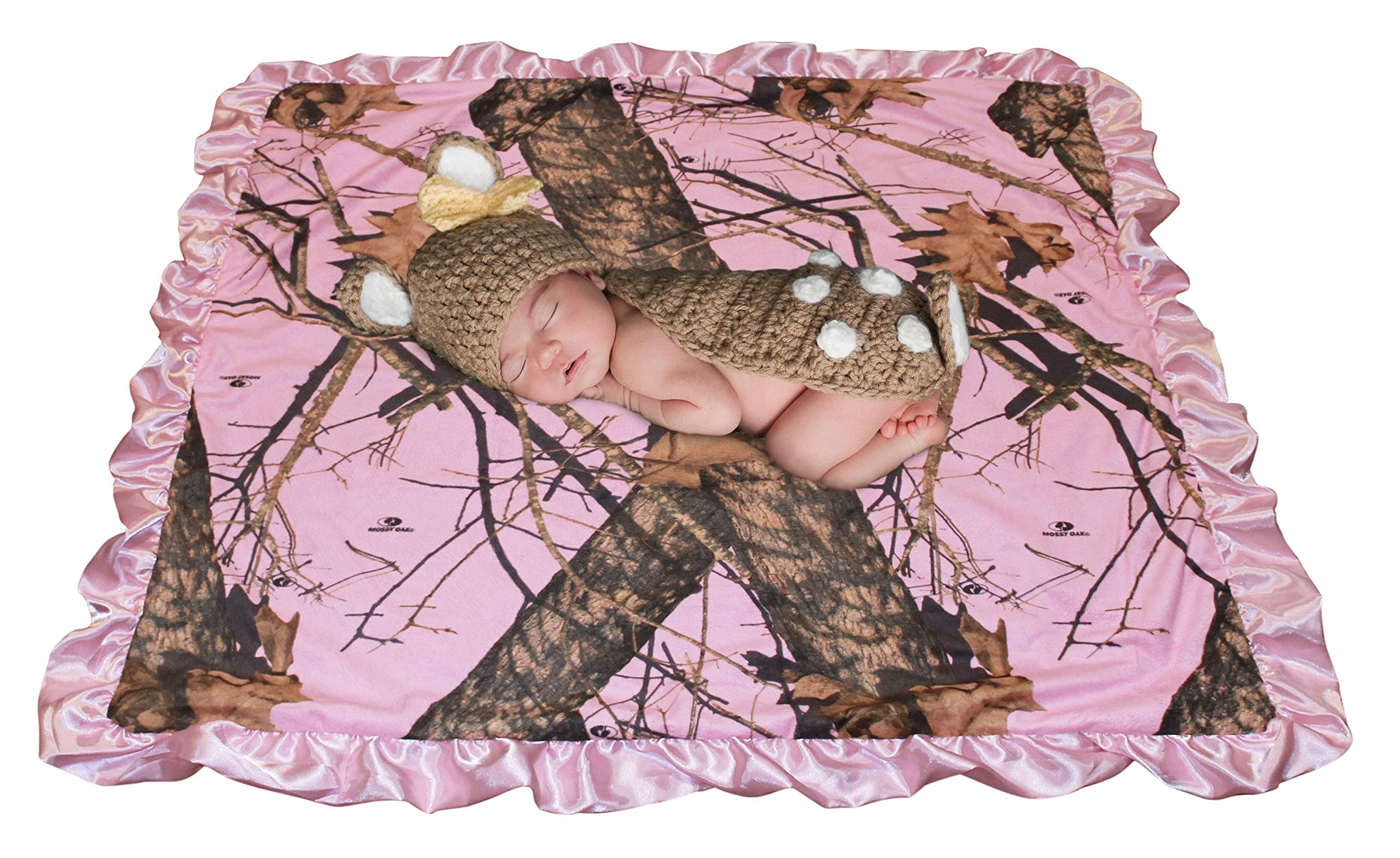 Mossy Oak Pink Hunting Camo Carstens Baby Throw Receiving Nursery Blanket 34x34 Super Soft