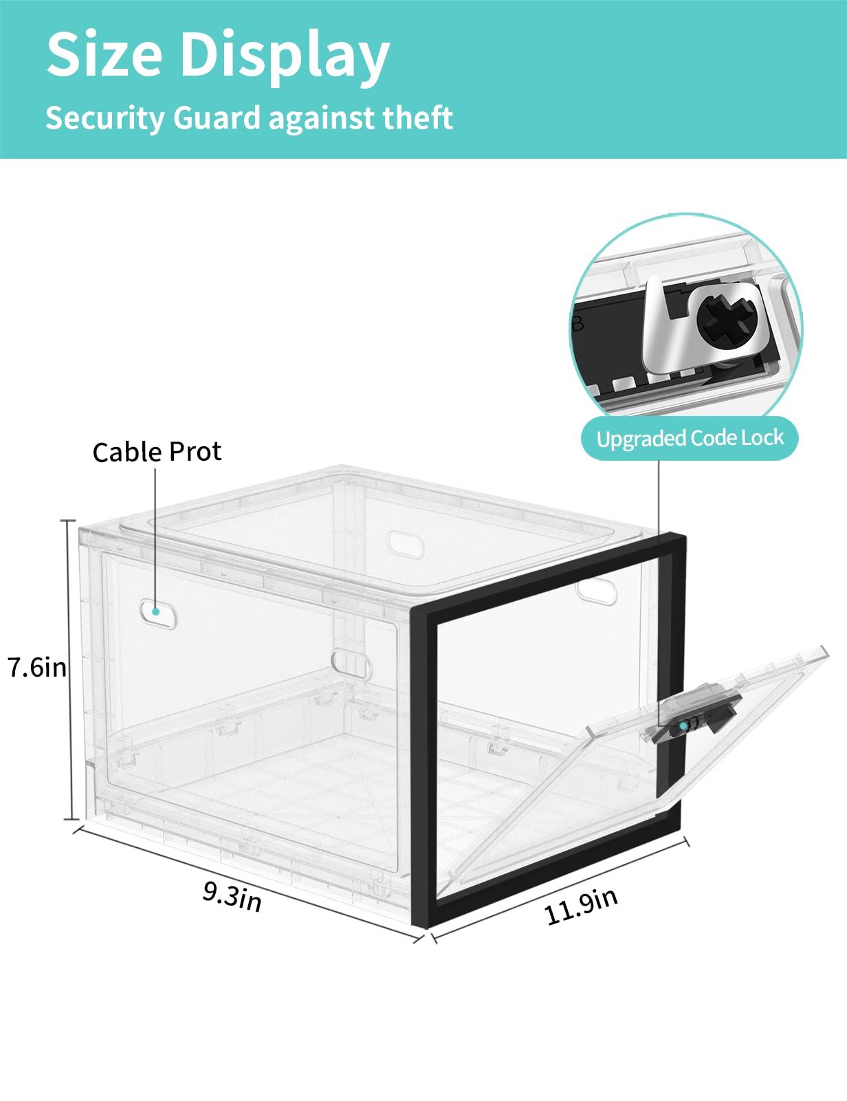Medicine Lock Box for Safe Medication, Large Storage Lock Box for Personal Items, Refrigerator Lock Box for Kitchen Food Safe, Phone Jail Locking Box for Phone, iPad, Electronics, 2 Pack