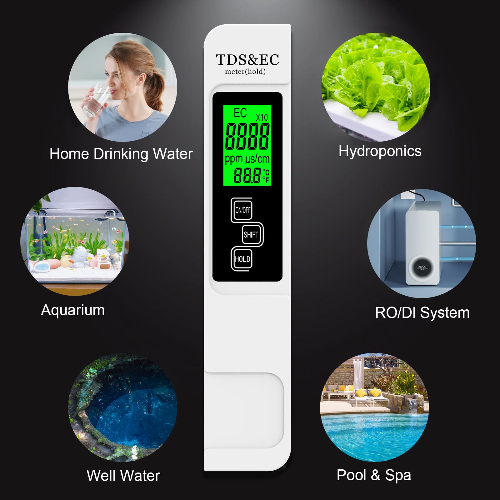 ๐๐จ๐ฌ๐ญ ๐๐๐๐ฎ๐ซ๐๐ญ๐ ๐๐จ ๐
๐๐ซ 4-in-1 Instant Read TDS Meter - Measures TDS, EC, & Temperature (ยฐC/ยฐF) - Digital Water Testing Kit for Tap, Well, Pool, Hydroponics, Aquarium, RO/DI System White