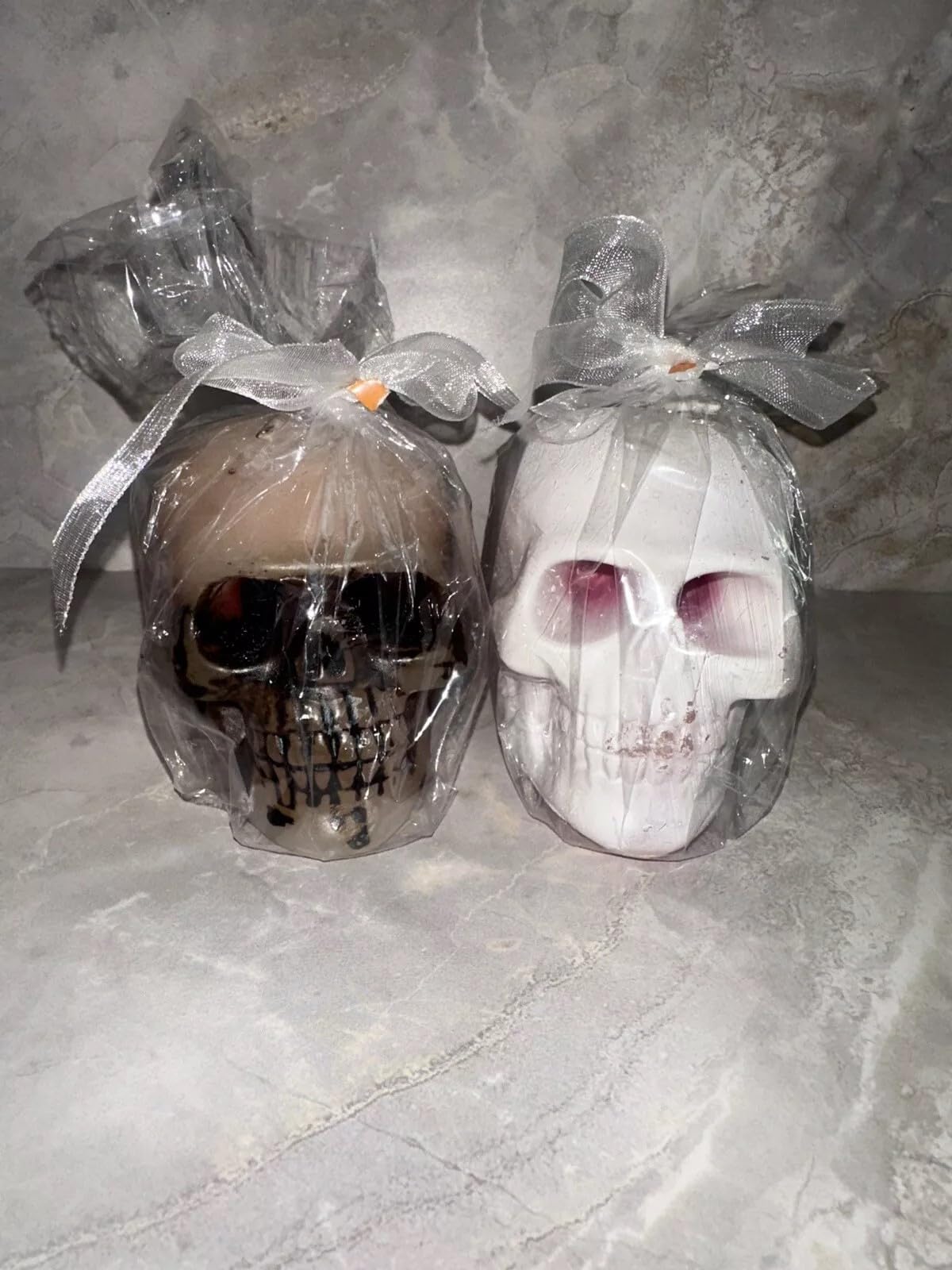 Set 2 Skull Shaped Bleeding Candles Halloween Spooky Time Day of The Dead Mardi Gras