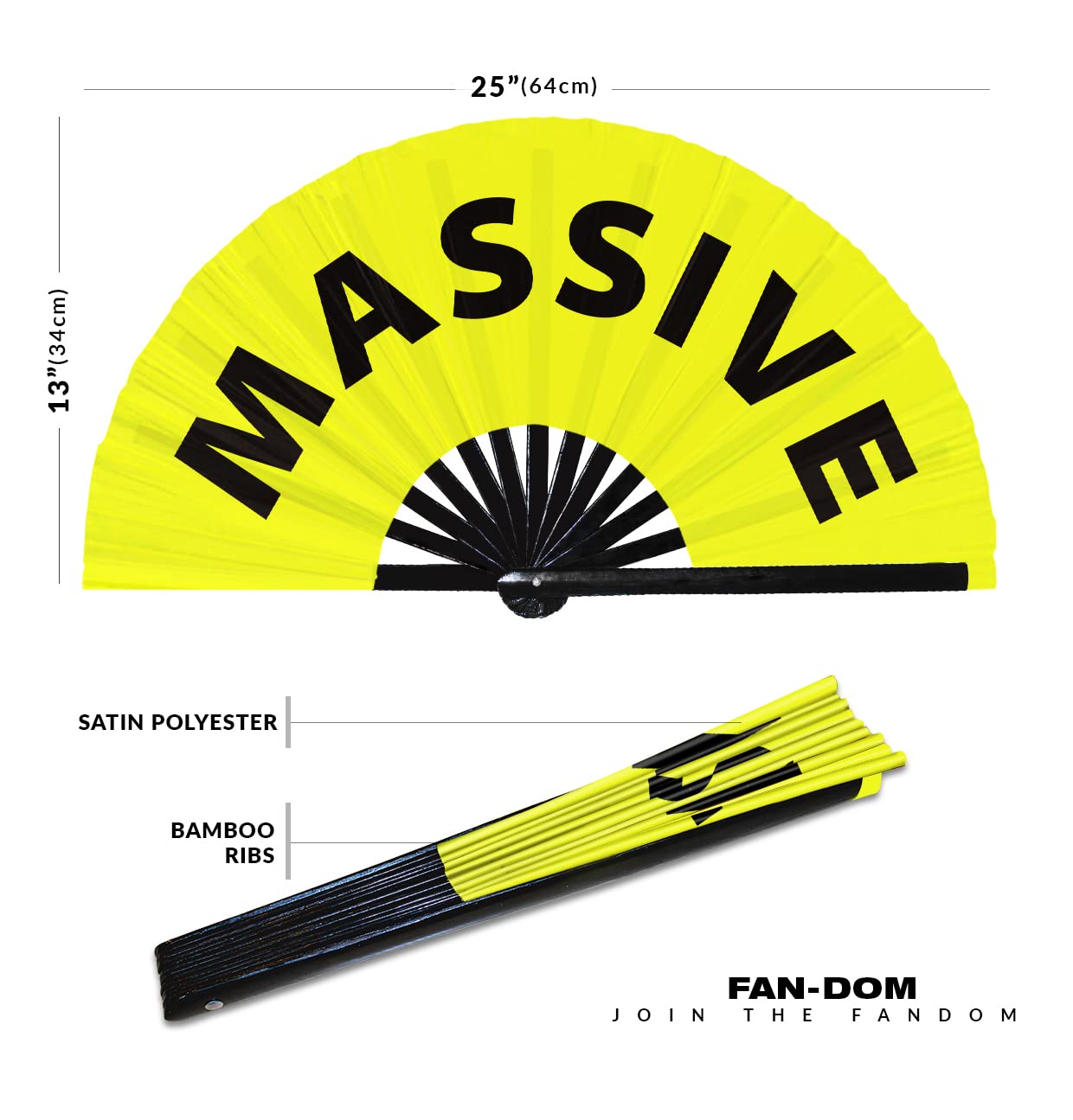 Massive hand fan foldable bamboo circuit hand fan funny gag slang words expressions statement gifts Festival accessories Rave handheld Circuit event fan Clack fans (Yellow)