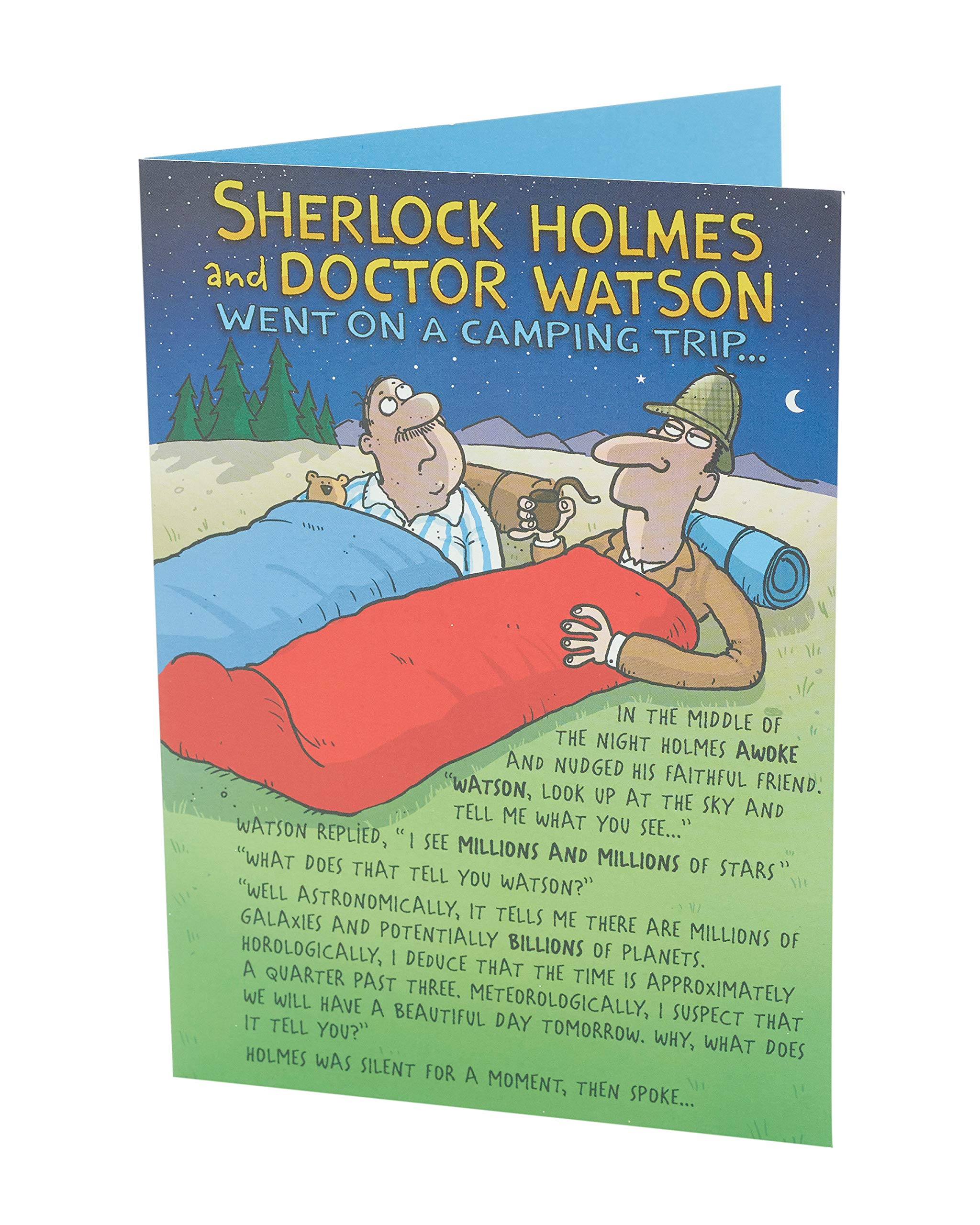 UK Greetings Funny Birthday Card - Birthday Card for Him - Featuring Sherlock Holmes and Dr Watson,green|red|blue