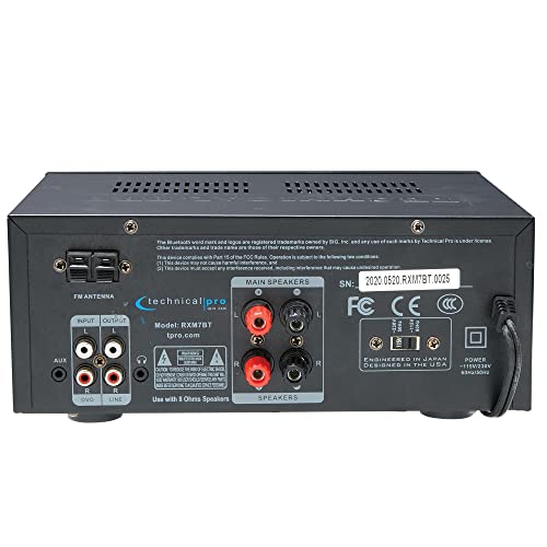 Technical Pro RXM7BT Bluetooth Stereo Audio Receiver, AM/FM, USB/SD, AUX
