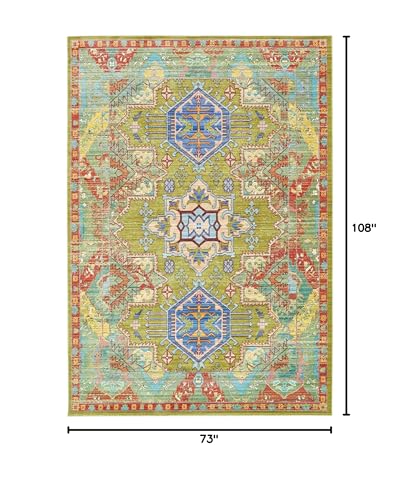 Unique Loom Austin Collection Vibrant Colors, Abstract, Traditional Area Rug, Rectangular 6' 0" x 9' 0", Light Green/Beige