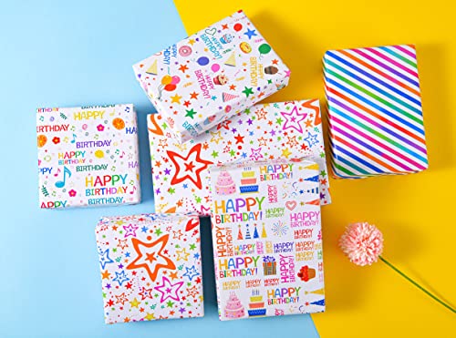 Sikiweiter Birthday Wrapping Paper Sheet - 10 Sheets Folded Flat Gift Wrapping Paper for Boys Girls Men Women - 19.7 x 27.6 Inches Per Sheet