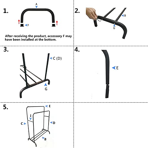 UDEAR Garment Rack, 43.3 Inches Freestanding Double Rod Clothing Racks for Hanging Clothes,Black