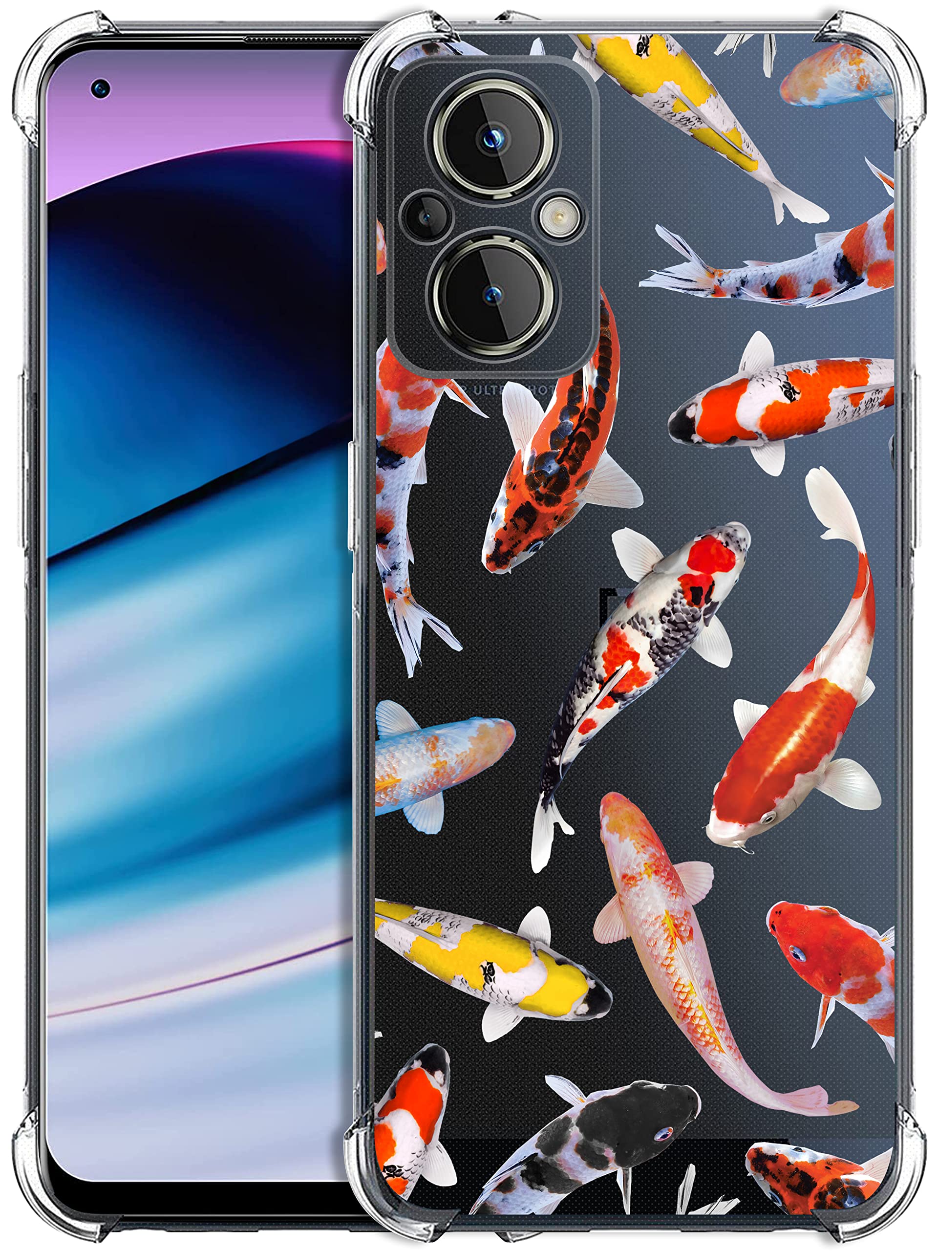 Glisten - OnePlus Nord N20 Case, OnePlus N20 5G Case - Koi Fish Pattern Design Printed Slim Fit Clear Transparent Soft TPU Shockproof Designer Back Case/Cover for OnePlus Nord N20.