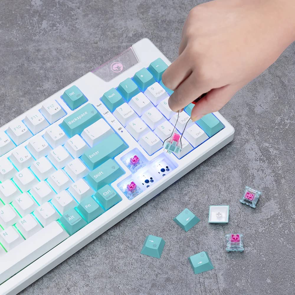 MARVO KG972W Gasket Mount Mechanical Keyboard, Gasket Mount Design, 98% Hot-Swappable Wireless, 87 Keys Custom Gaming Keyboard, Three Connection Modes (Blue)