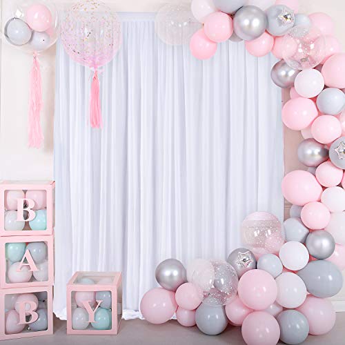 White Backdrop Curtains for Parties Wedding White Tulle Backdrop Curtains Drapes for Baby Shower Birthday Party Photo Booth Background Decorations 5 ft X 7 ft