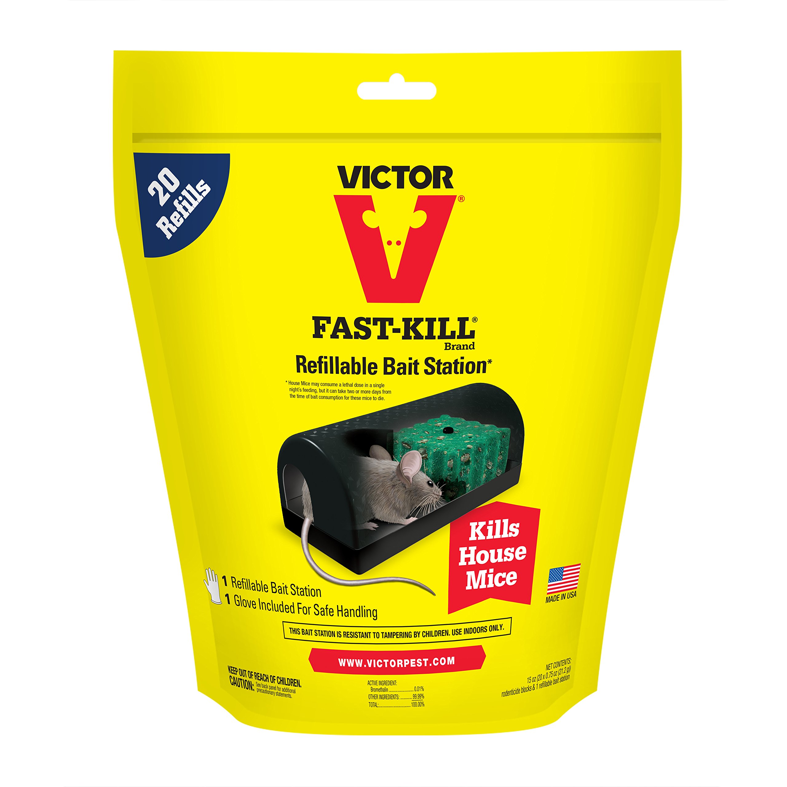 Victor Fast-Kill Brand Refillable Bait Station with 20 Bait Refills
