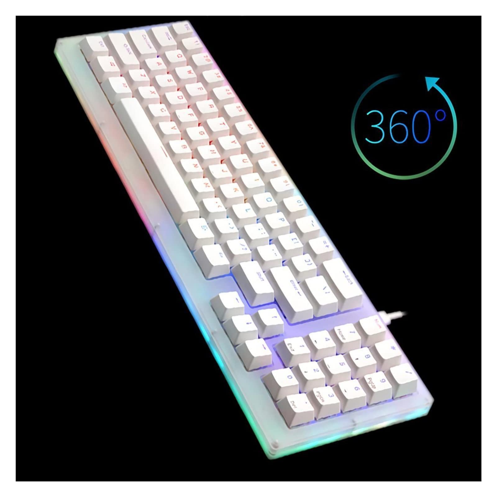 MARVOI Mechanical Keyboard 77 Keys Hot Swappable Mechanical Gaming Keyboard RGB Tyce-C Wired Gateron Switch NKRO Translucent Glass Base (Size : Brown Switch)