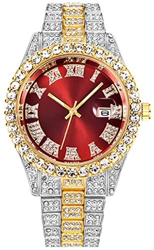 SENRUD Unisex Crystal Watch Fashion Diamond Watch Mens Womens Full Iced-Out Watches Luxury Diamond Bracelet Watch